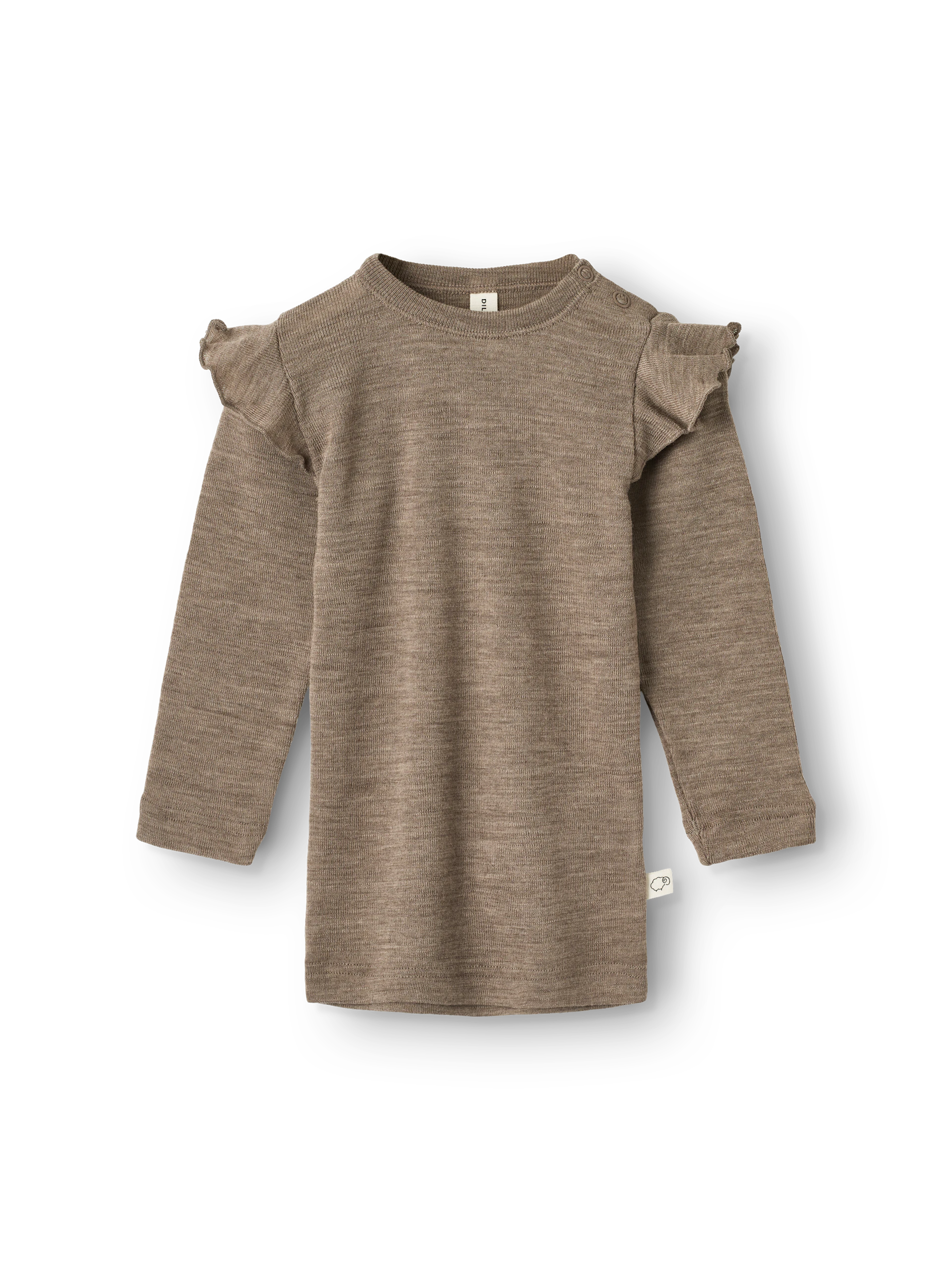 Bluse i merinould til baby i Brunmelange - 199.99 kr - Dilling