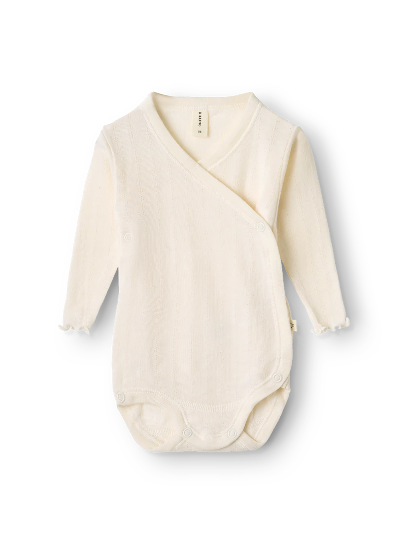 Pointelle overslagromper van merinowol/zijde voor baby's - €31.99