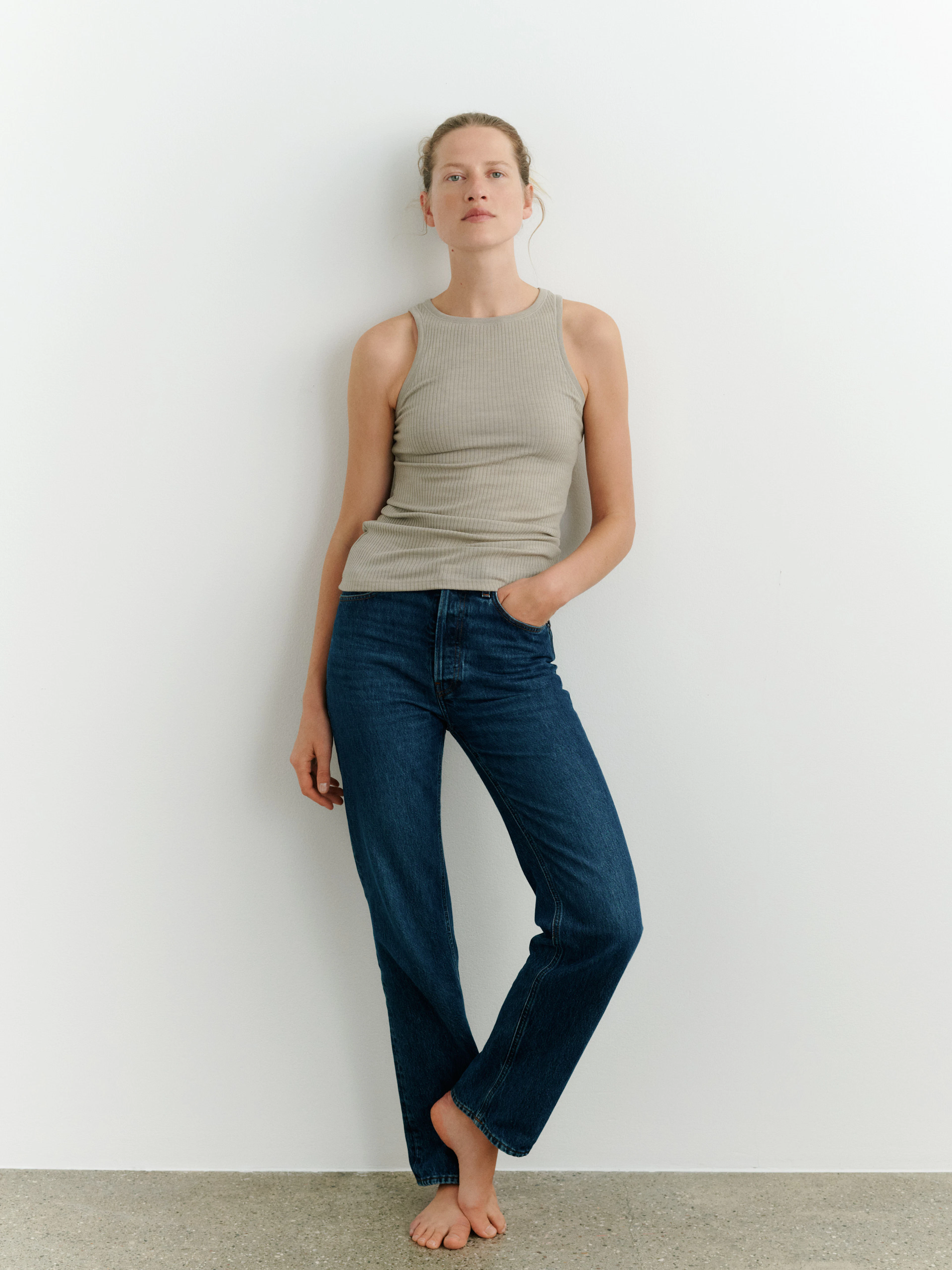 Women's merino wool tank top in Moonstone - £29.99 - Dilling