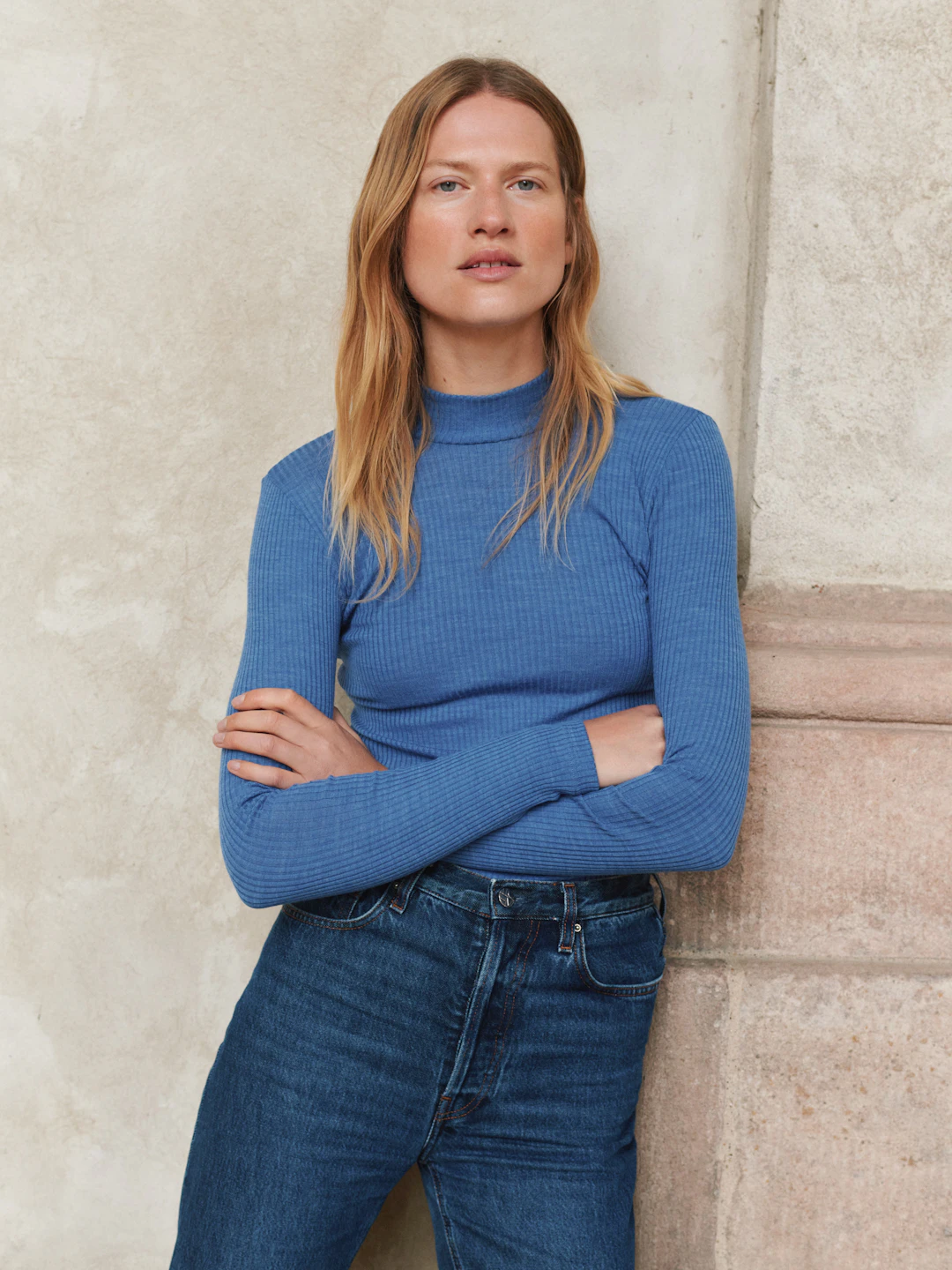 Shirt met hoge kraag van merinowol voor dames - €59.99 - Dilling