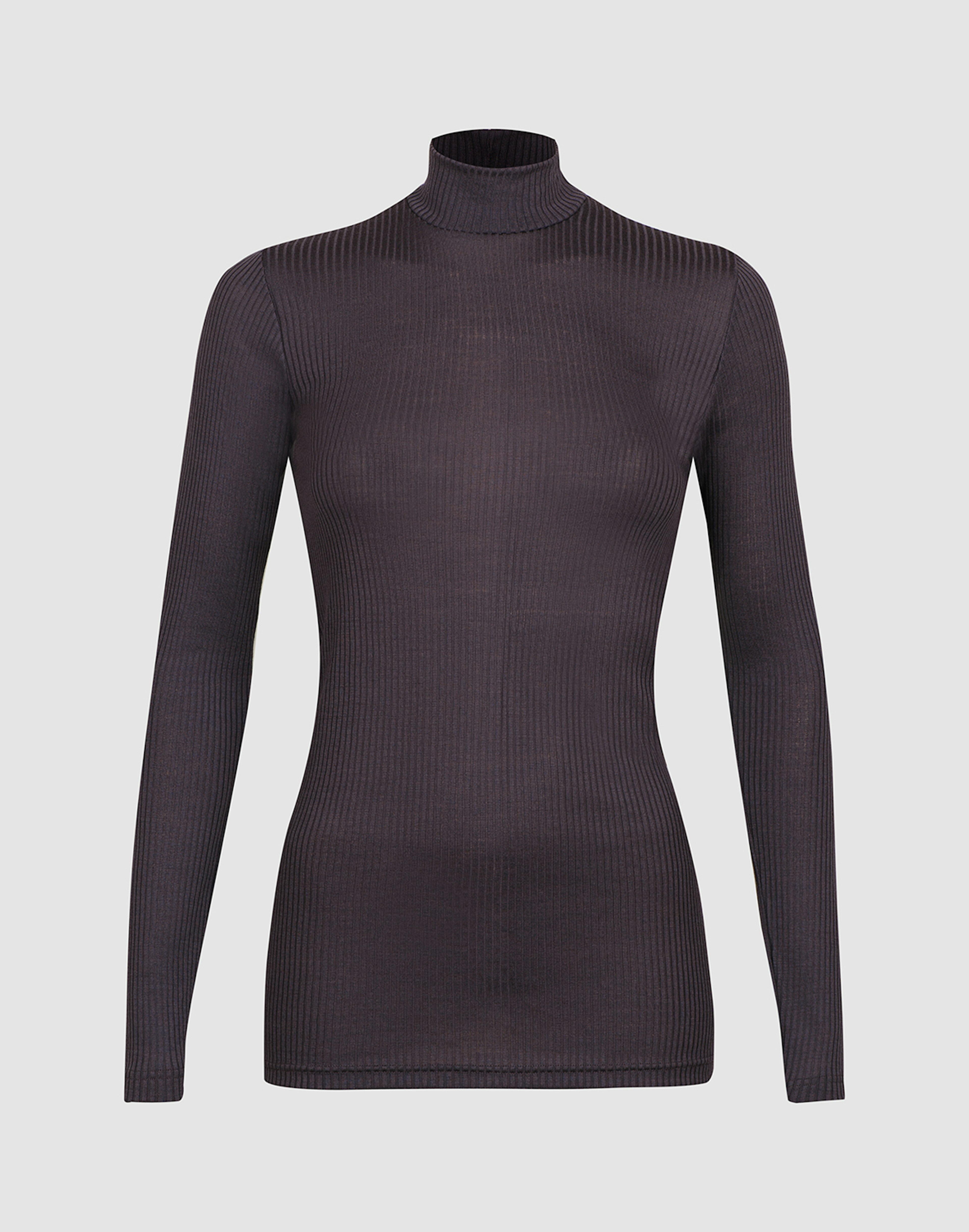 Women's merino wool high neck top - Aubergine