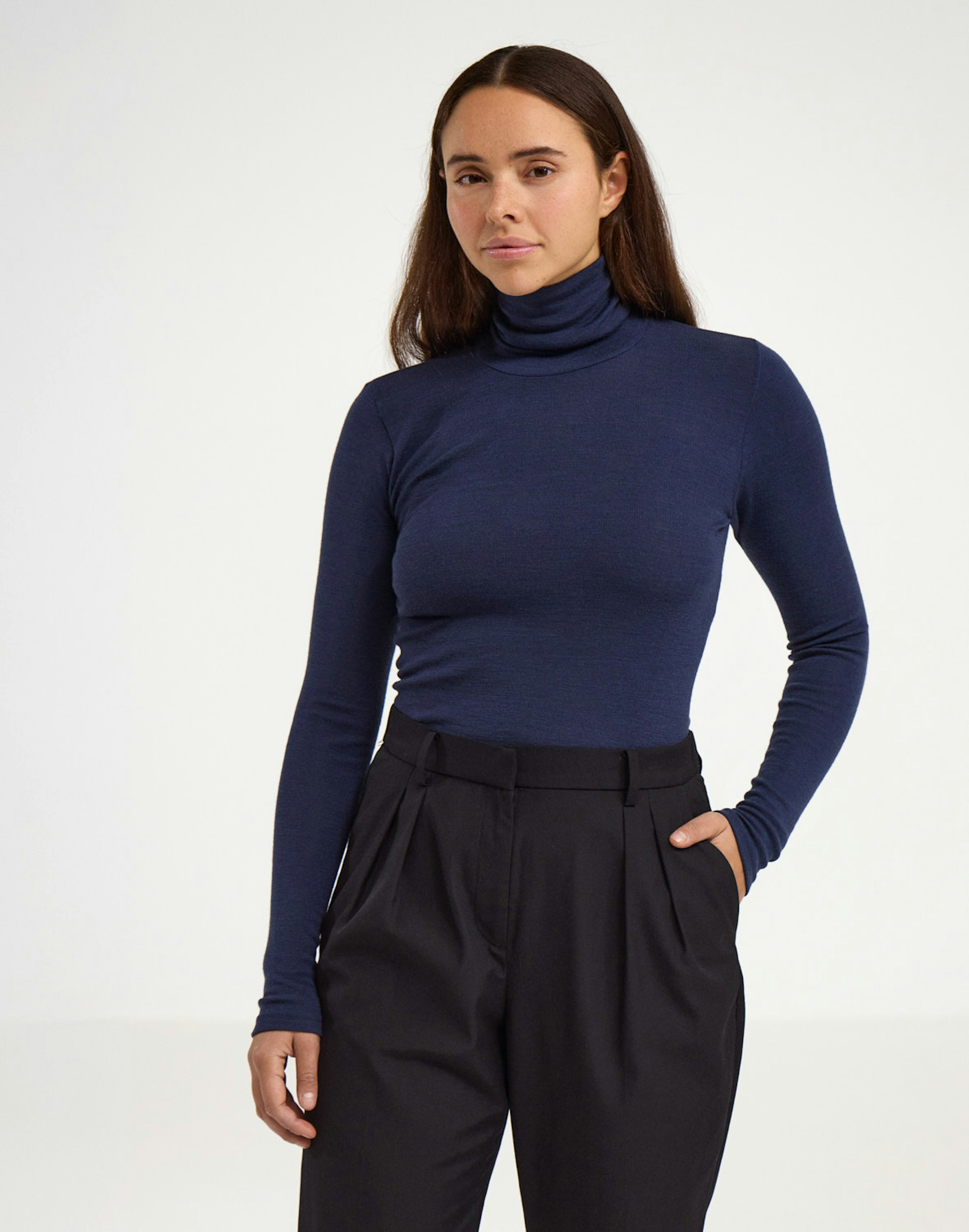 Topp med rullehals i merinoull til dame - Gratis Frakt - Dilling