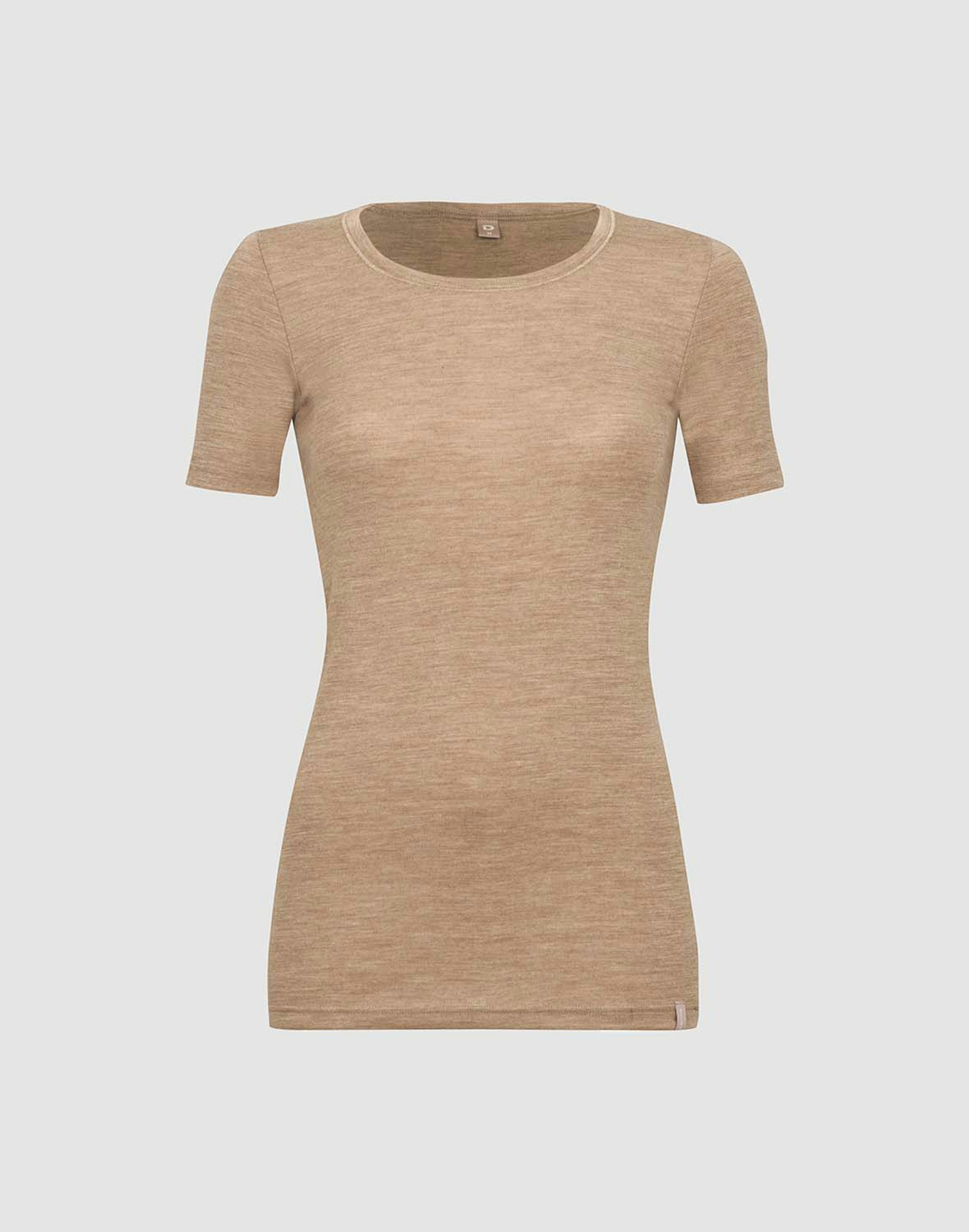 Women's merino wool t-shirt in Caramel melange - $46.99 - Dilling