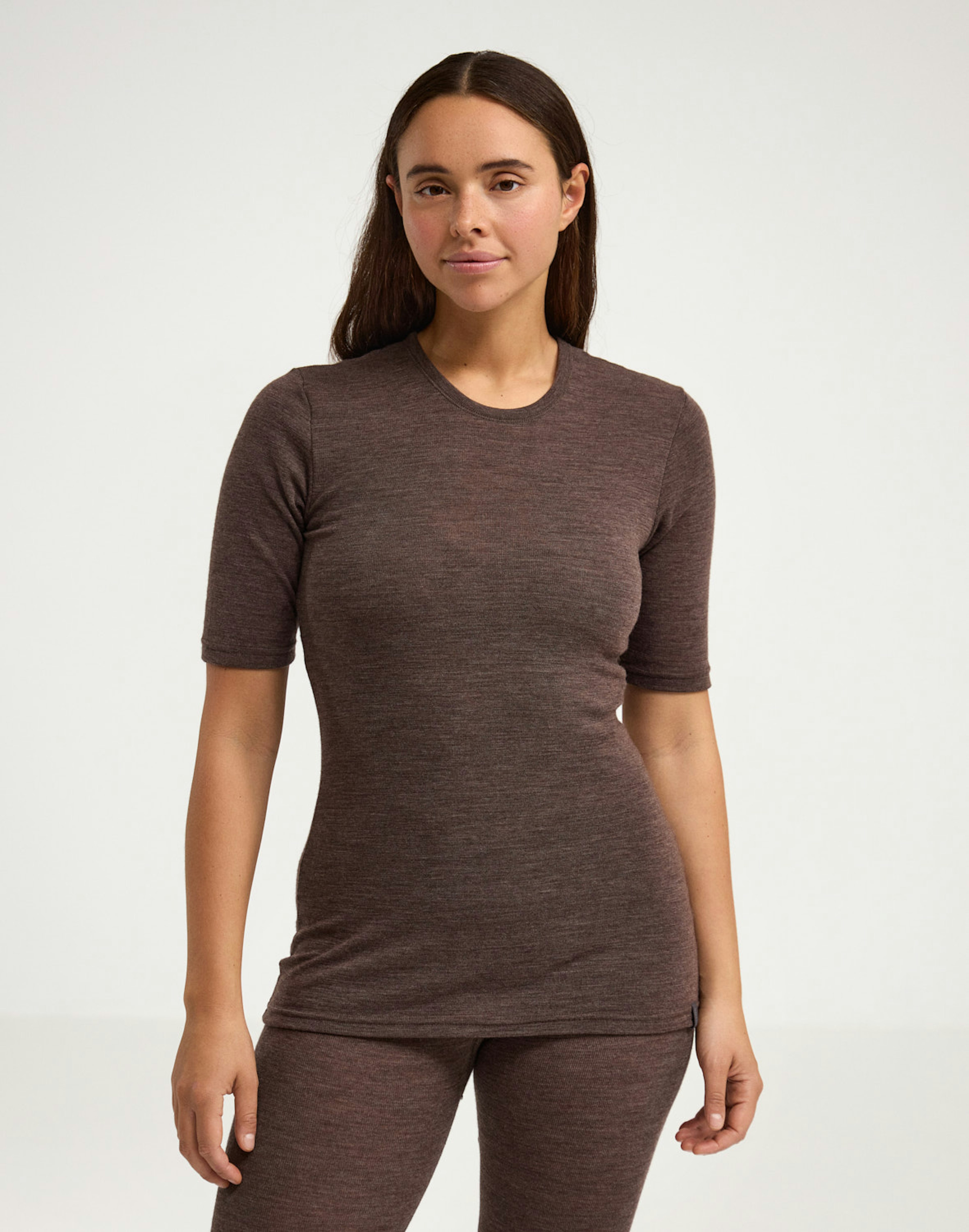 Women's merino wool T-shirt in Chestnut brown - £31.99 - Dilling