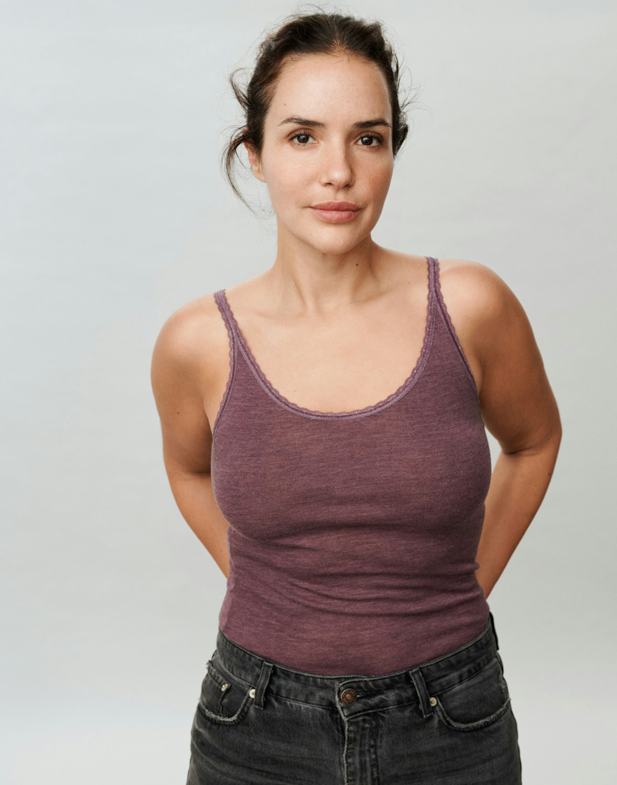 Women's merino wool/silk pointelle strap top - £34.99 - Dilling