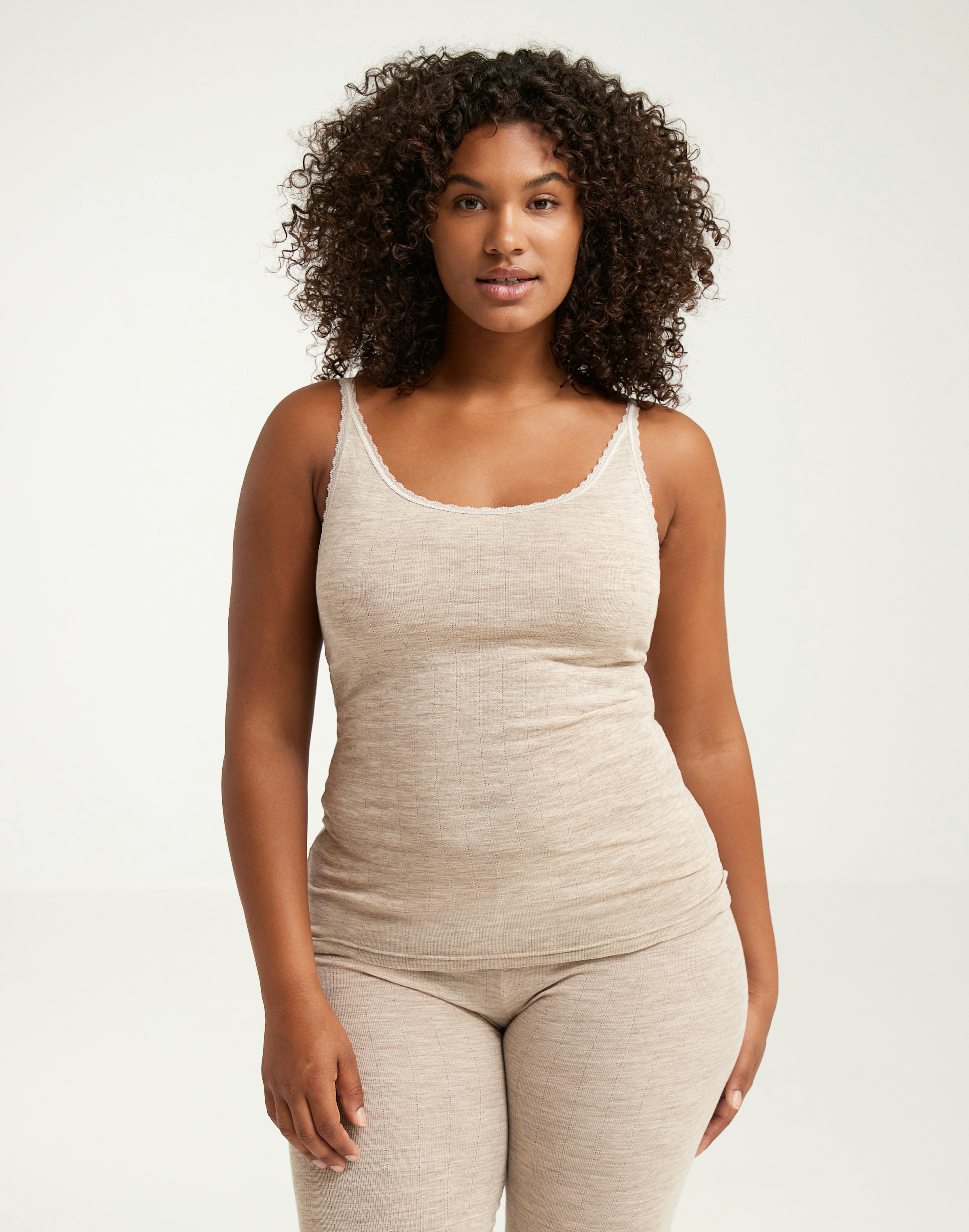 Women's merino wool/silk pointelle strap top - $60.99 - Dilling