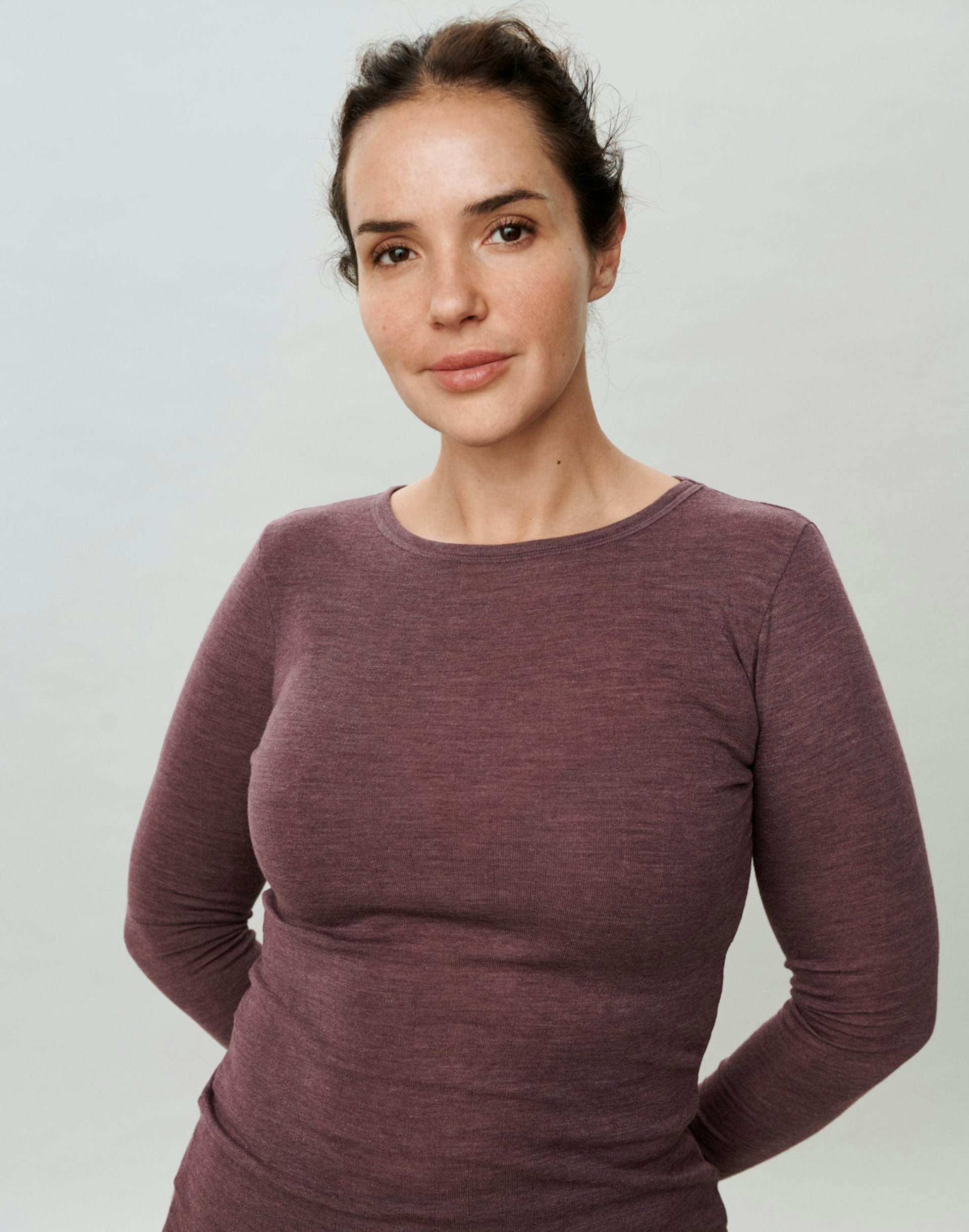 Bluse med hulmønster i merinould/silke til kvinder - Gr - Dilling