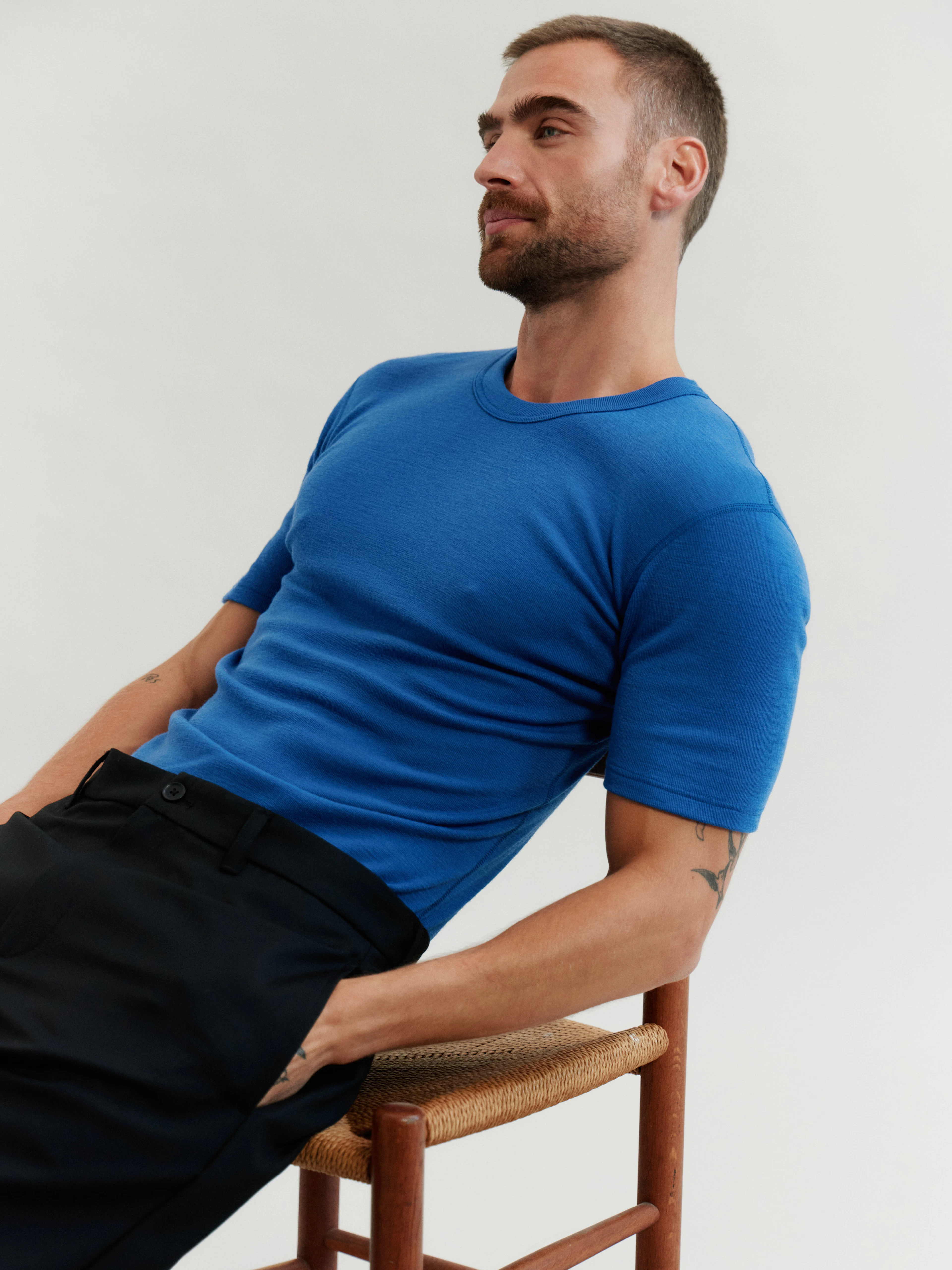 Men's merino wool T-shirt in Sapphire blue - £39.99 - Dilling