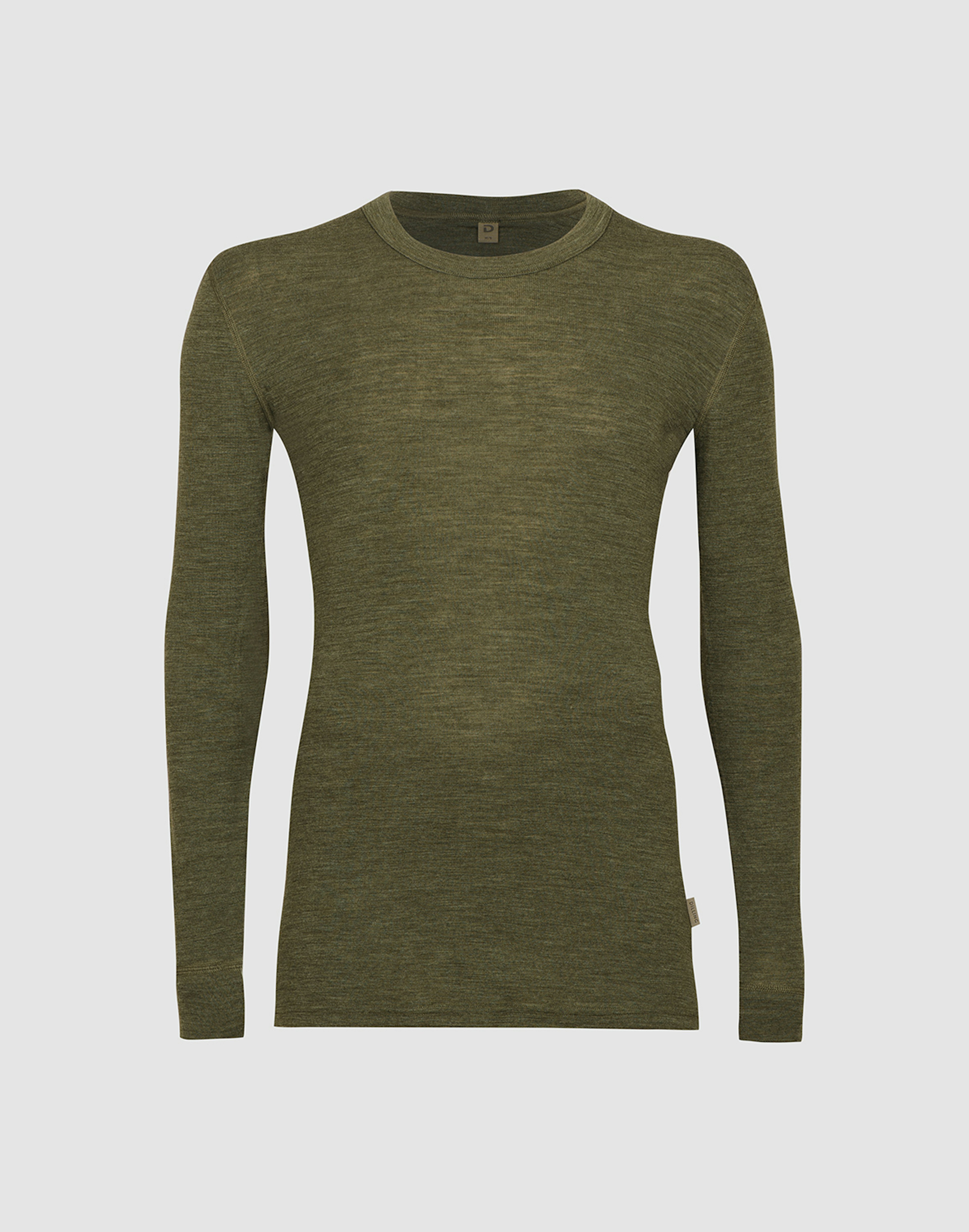Men's merino wool long sleeve top - Dark green melange