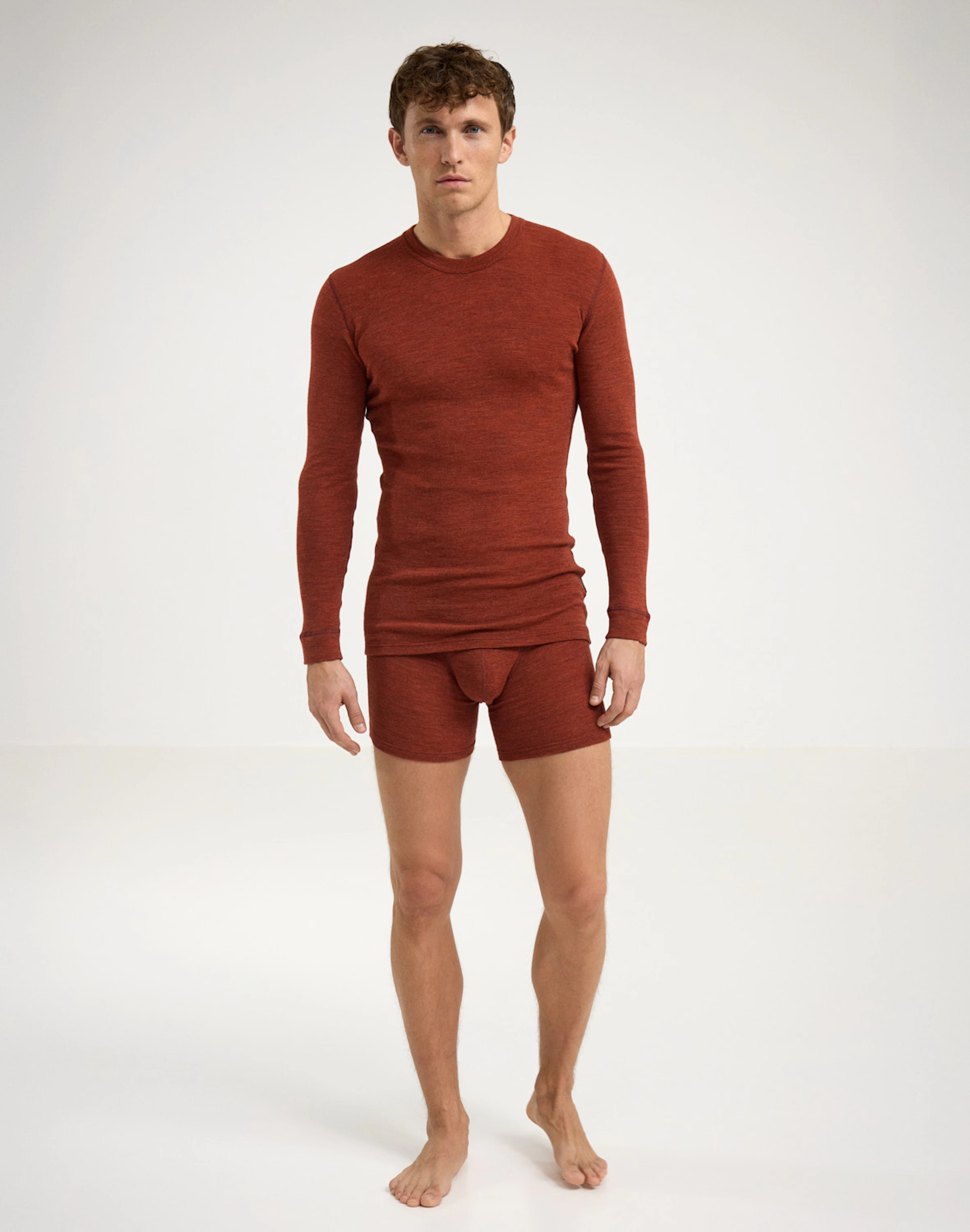 Men's merino wool boxer shorts in Red melange - $47.99 - Dilling