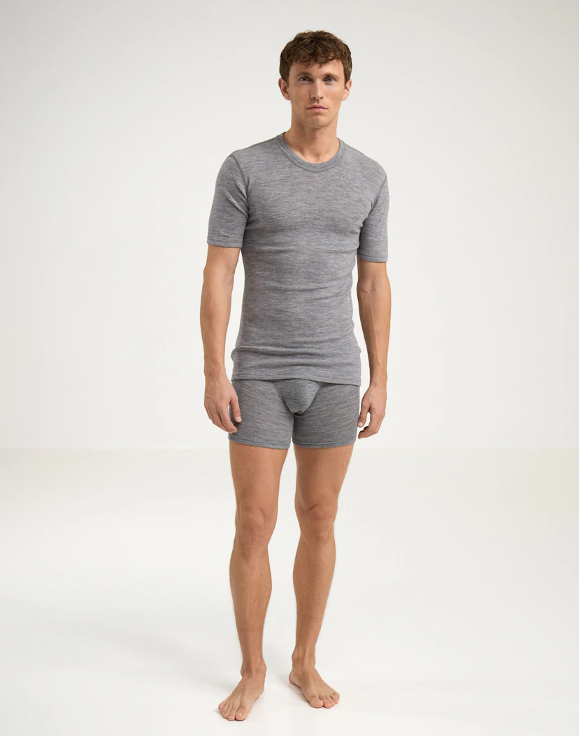 Men's merino wool boxer shorts in Grey melange - $47.99 - Dilling