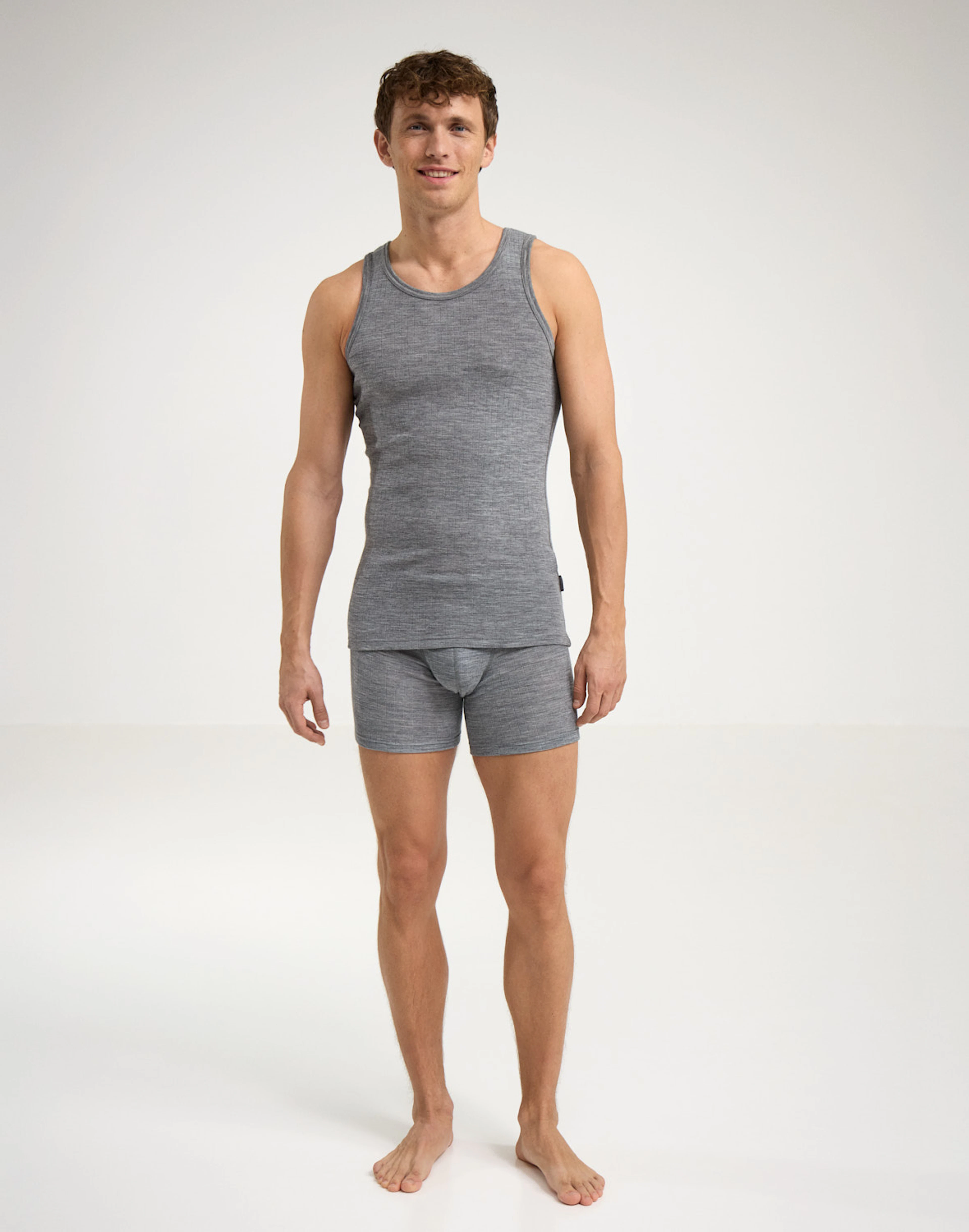 Men's merino wool boxer shorts in Grey melange - $47.99 - Dilling