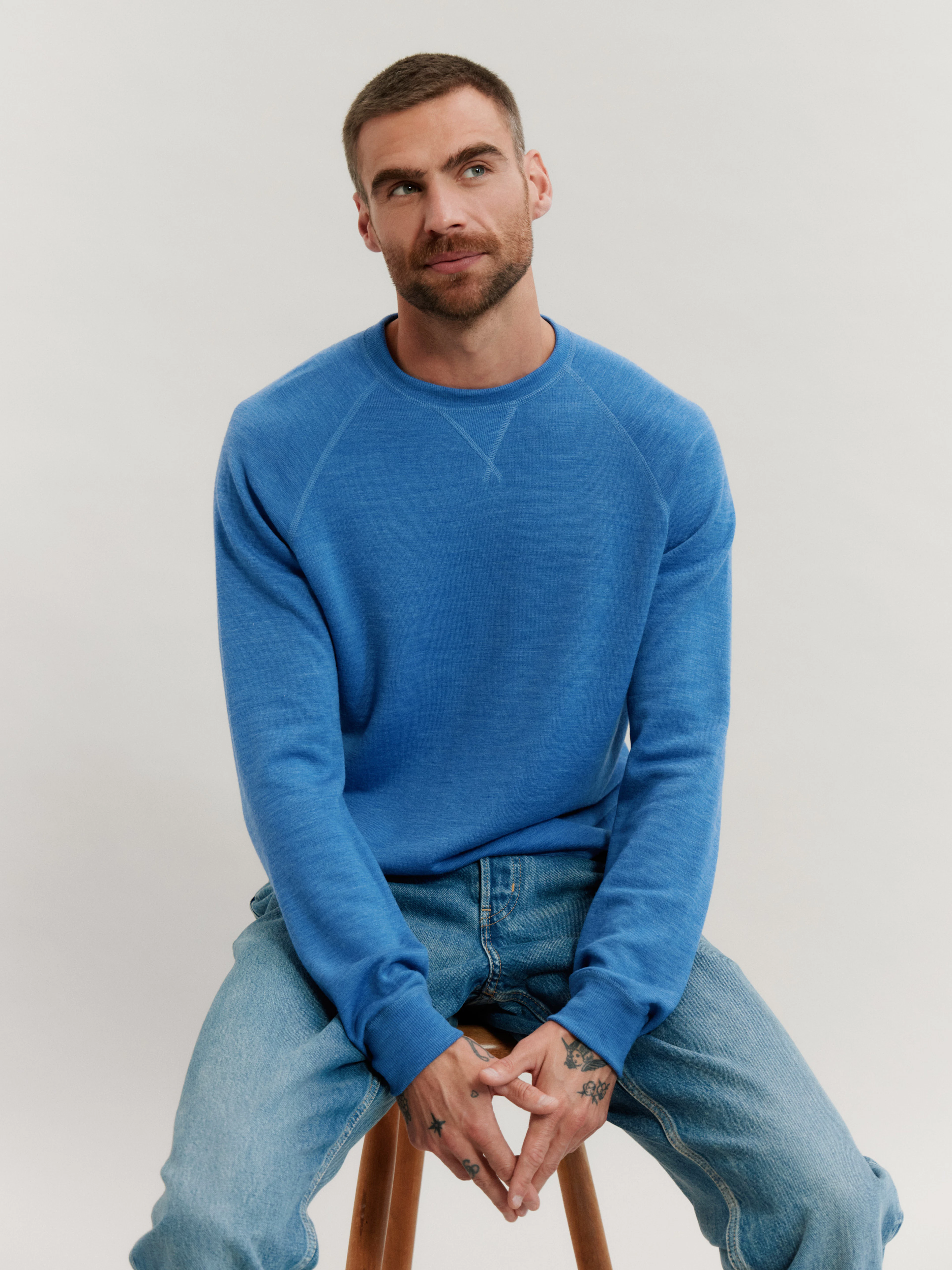 Herren Sweatshirt aus Merino Wollfrottee - Kostenloser - Dilling