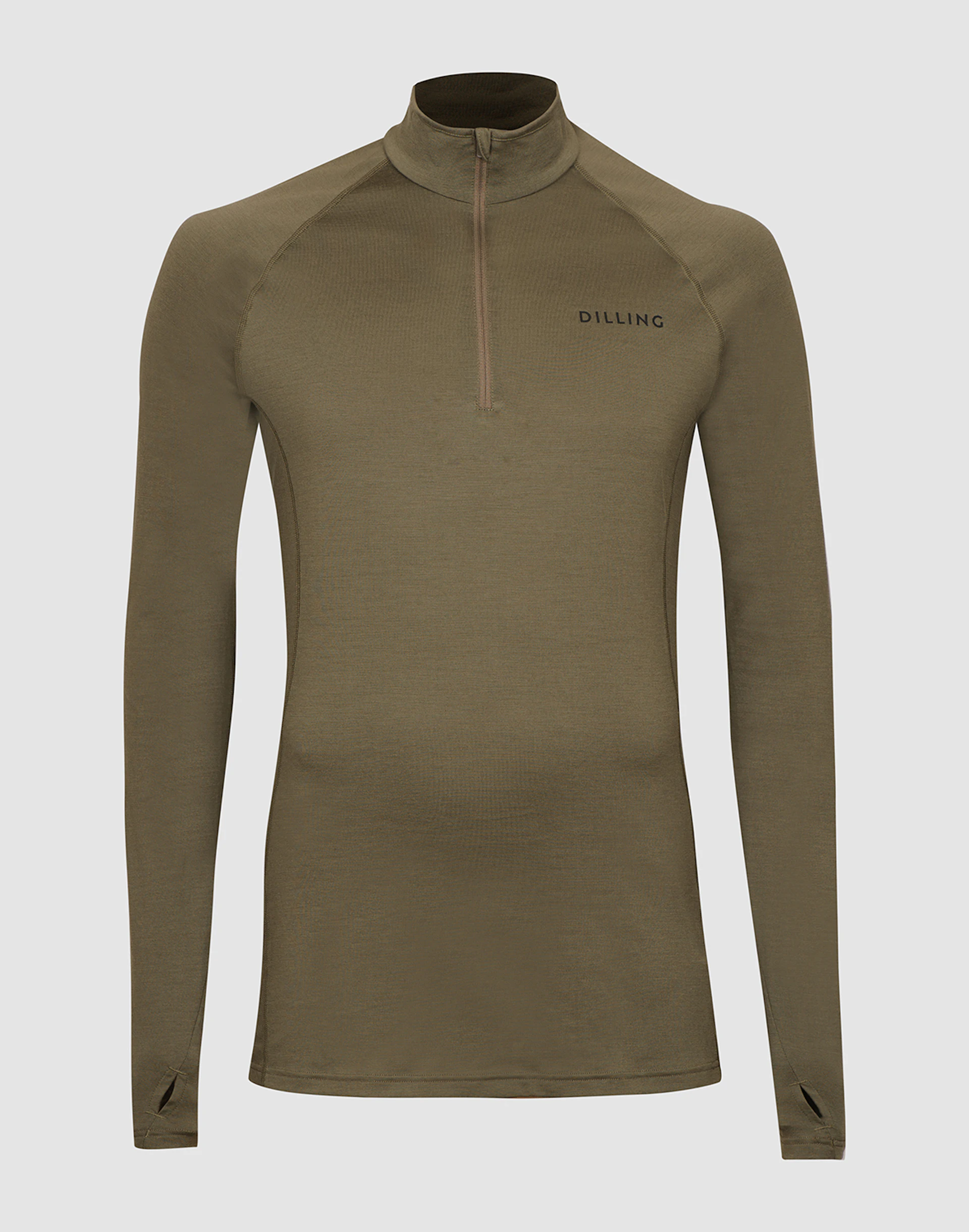 Men's merino wool half-zip top in Moss - Free shipping - Dilling