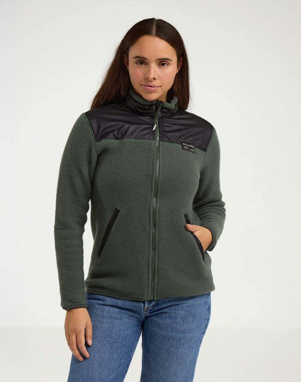 Women's merino wool fleece jacket - Forest green
