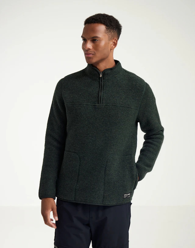 Men's merino wool fleece half-zip jacket - Free shipping