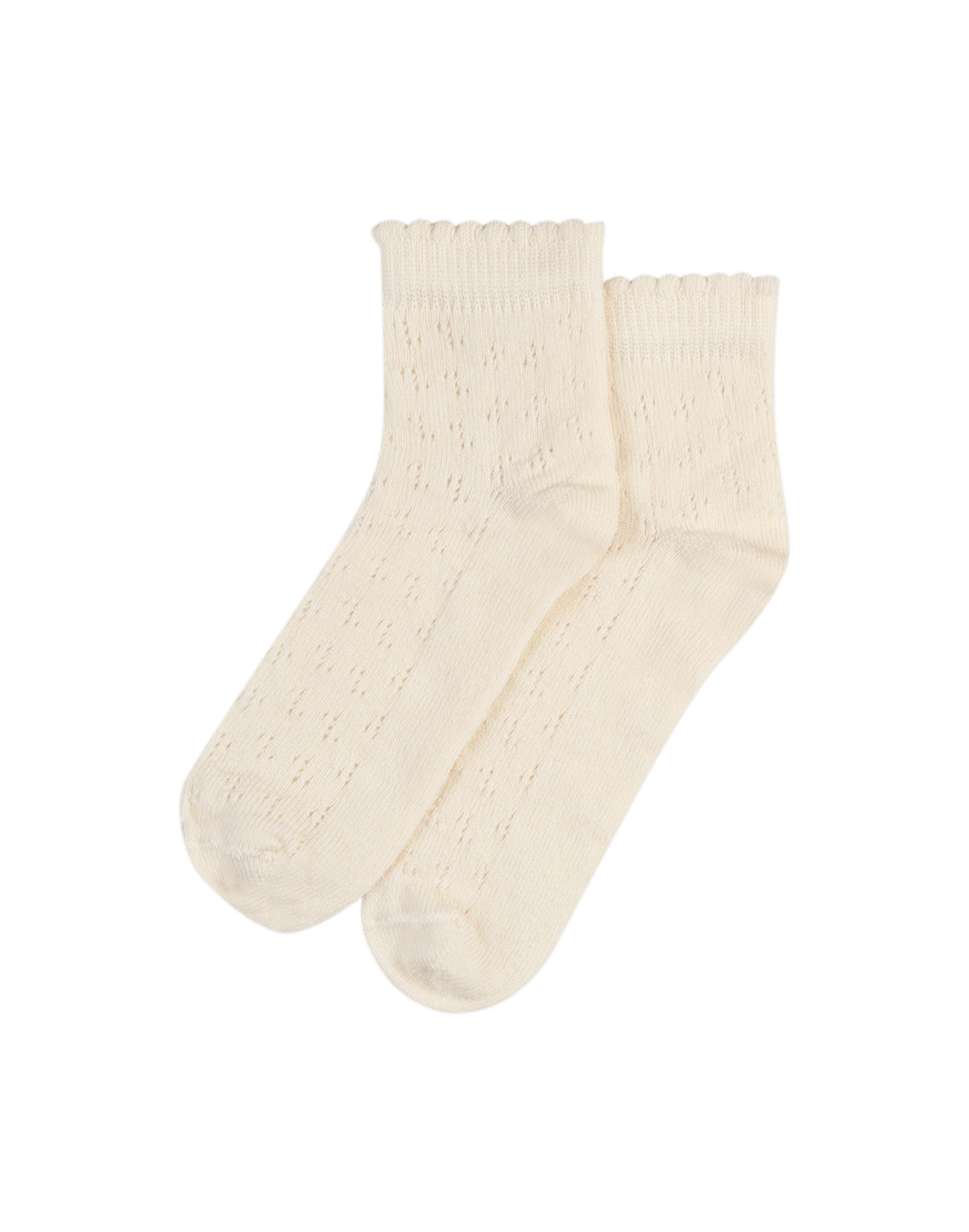 Women’s merino wool/silk pointelle socks in Ivory - Dilling