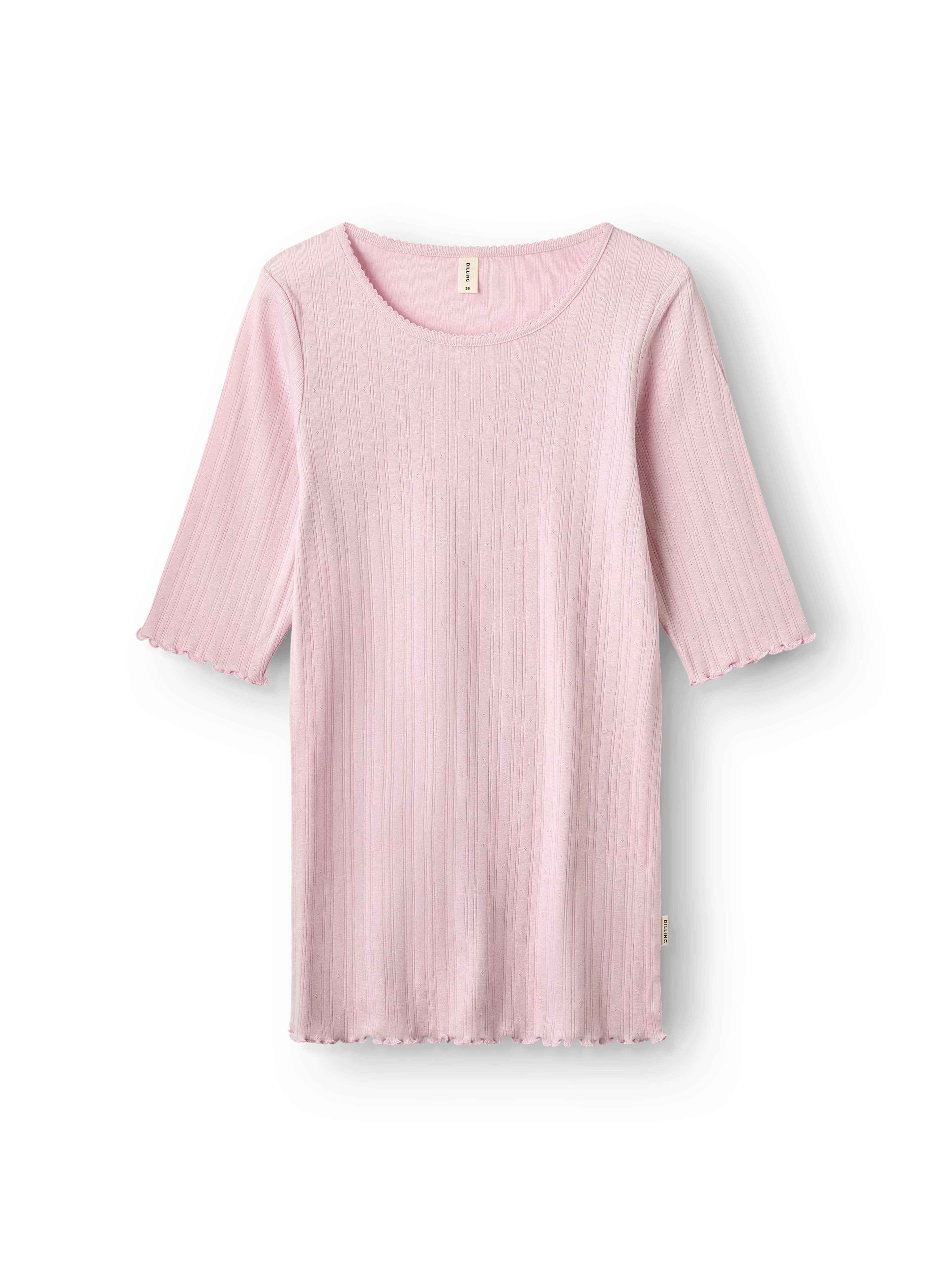 Women's cotton pointelle T-shirt in Baby pink - $65.99 - Dilling